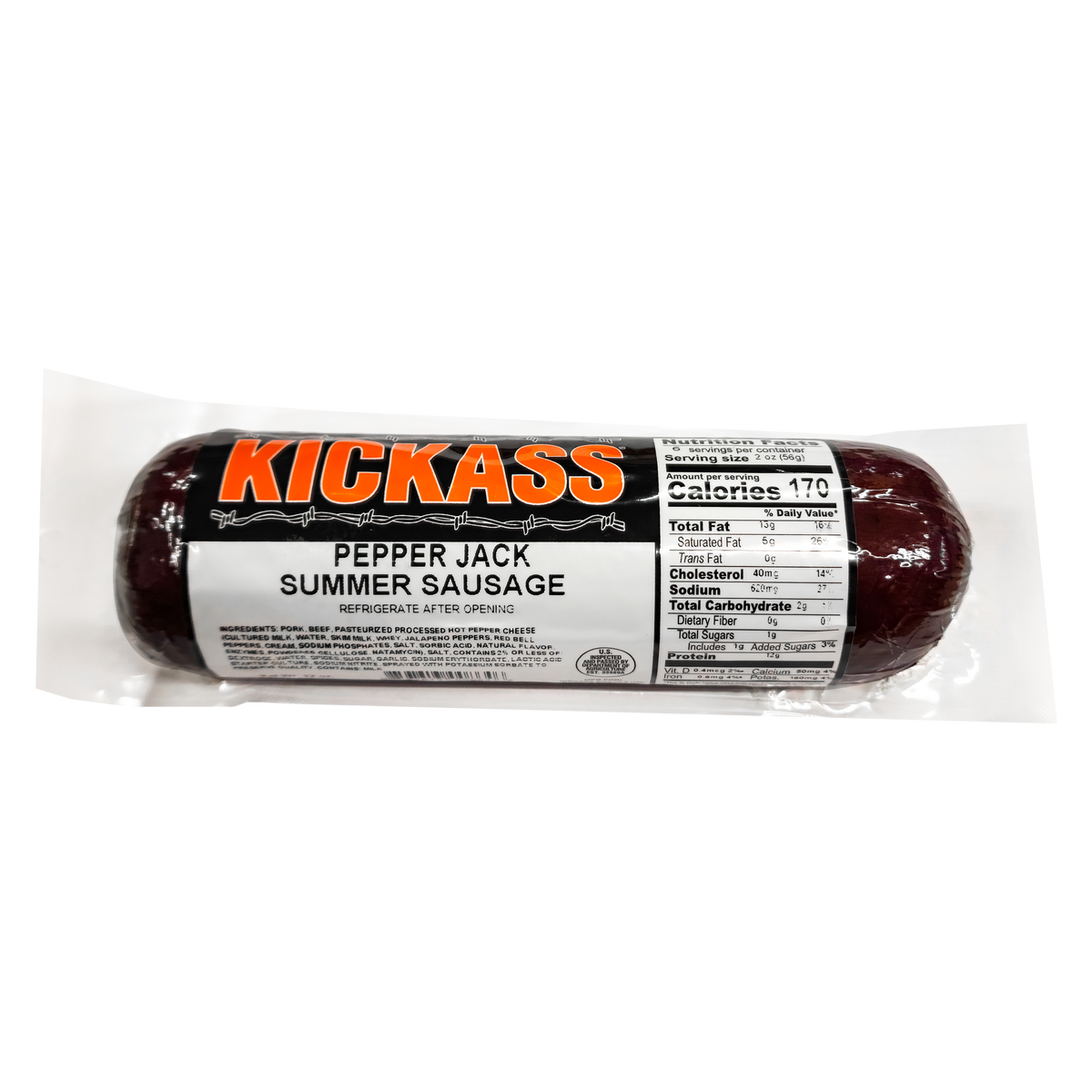 KICKASS PEPPER JACK SUMMER SAUSAGE - 12OZ – Kickass Snacks Inc.
